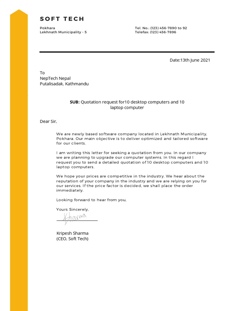 Quotation Letter | PDF