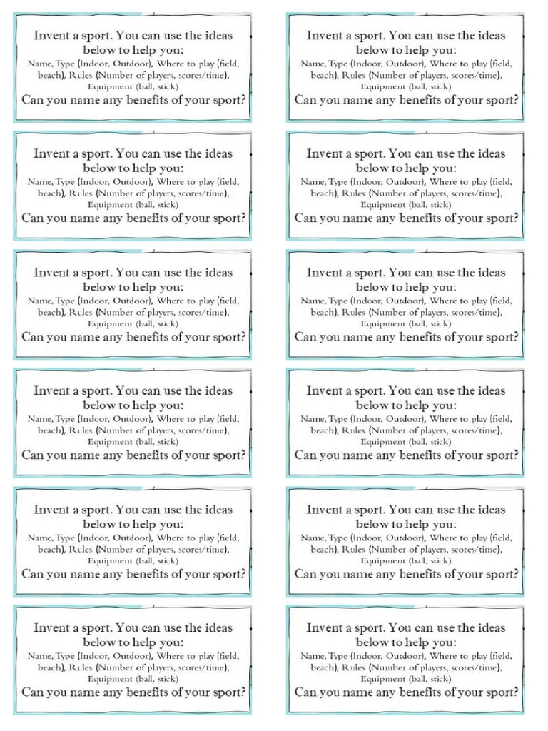 Invent A New Sport. Writing | PDF