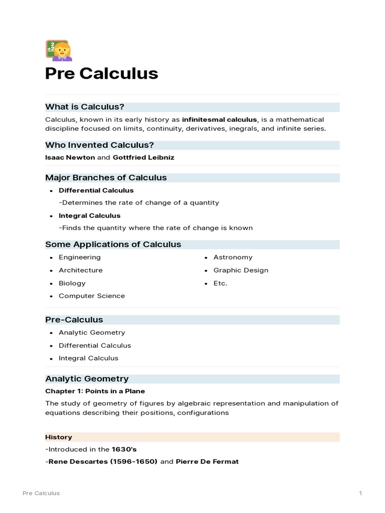 1 Pre Cal 10 Notes | PDF | Calculus | Cartesian Coordinate System