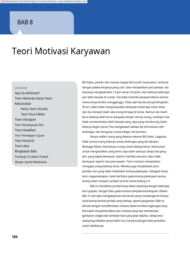 Chapter 8 Theories of Employee Motivation | PDF