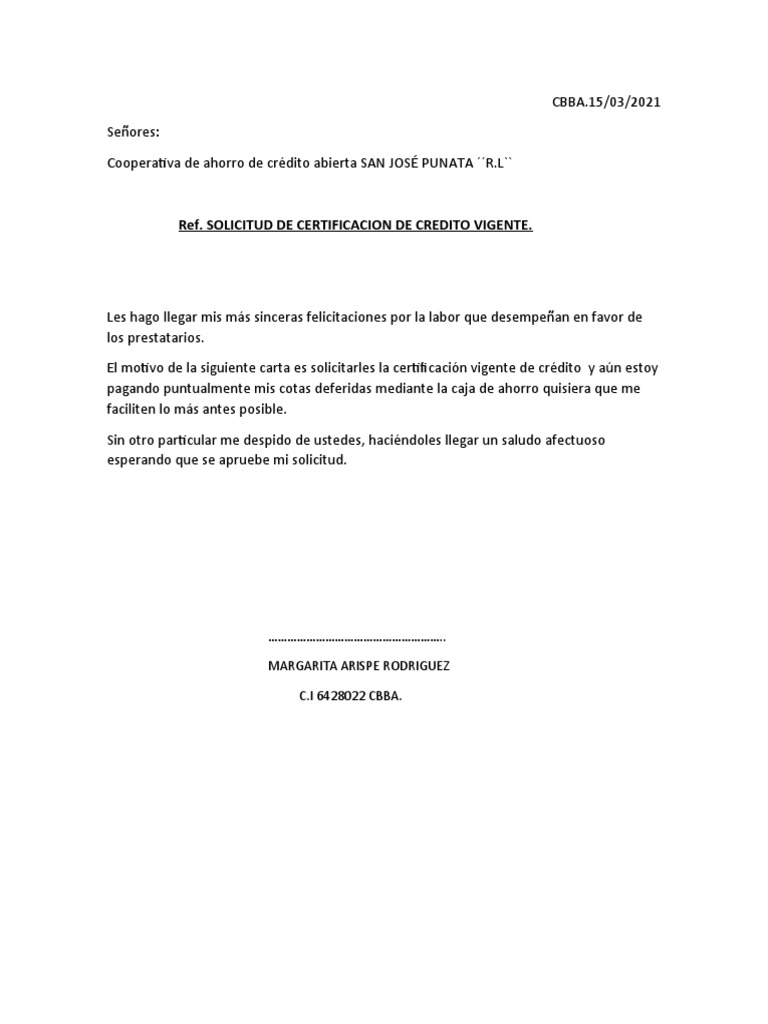 Carta de Certificacion | PDF