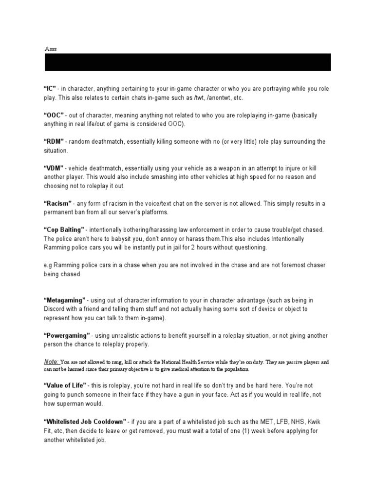 British Roleplay Rules | Download Free PDF | Police | Robbery