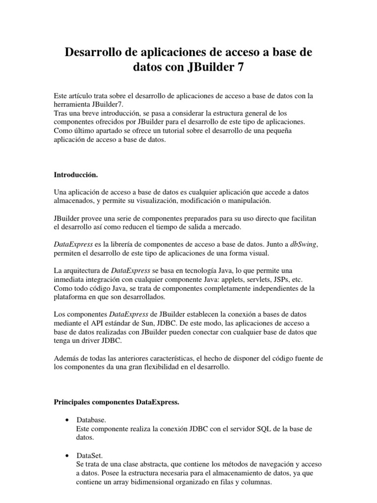 Jbuilder y Bases de Datos | PDF | Bases de datos | Java (lenguaje de programación)