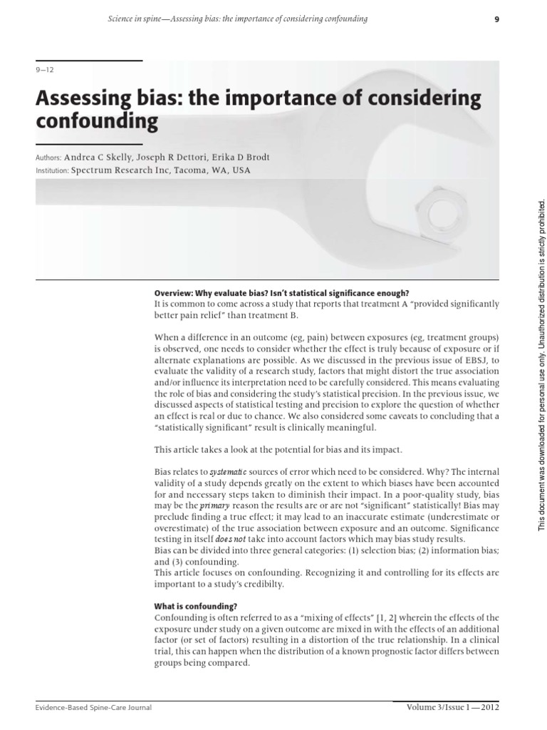 Assessing Bias The Importance of Considering Confounding | PDF ...