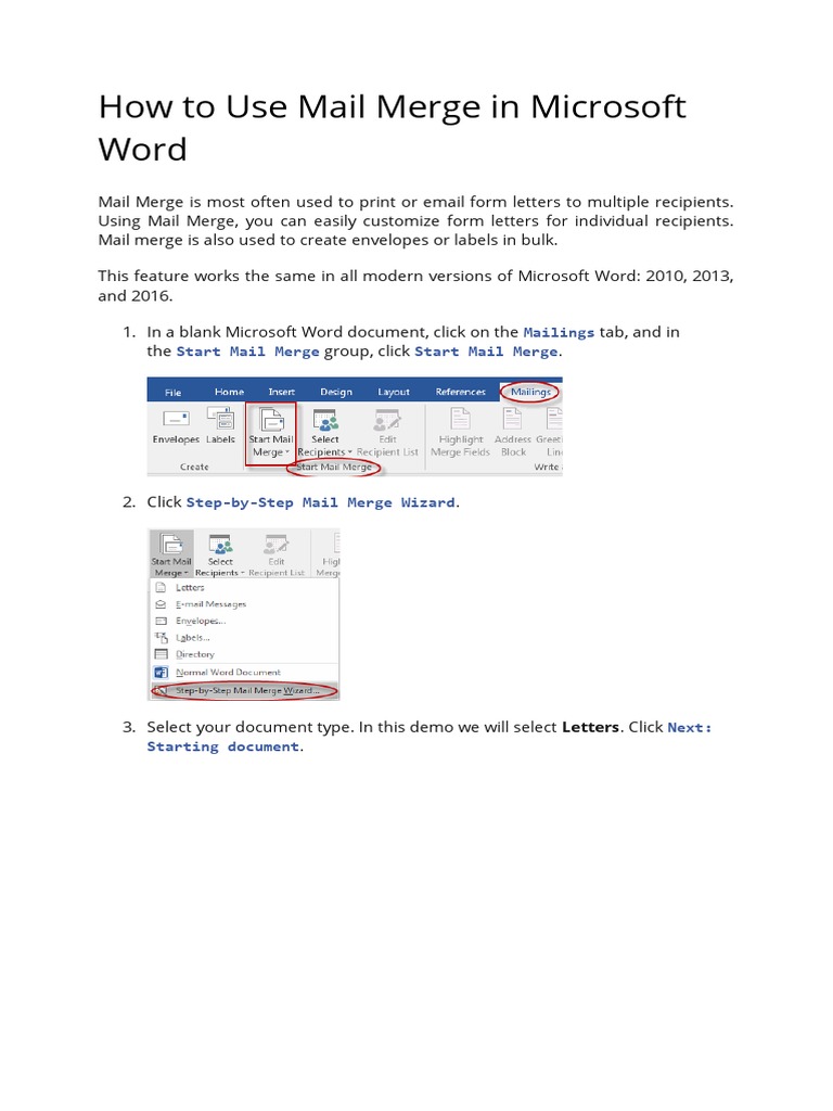 Mail Merge Procedure | PDF | Mail | Microsoft Word