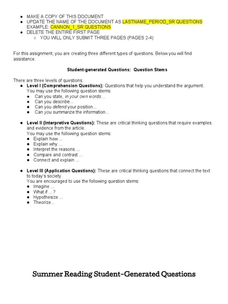 2 SR Student-Generated Questions | PDF | Question | Cognitive Science