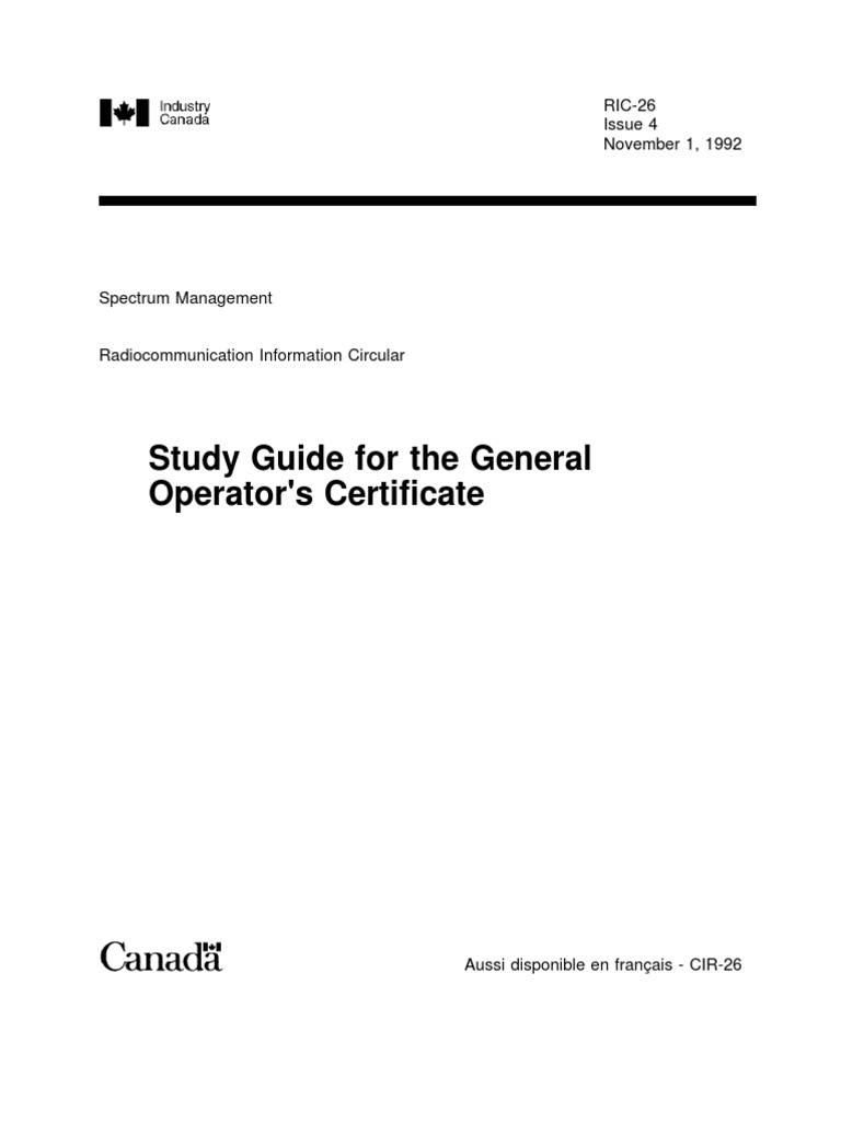Study Guide For The General Operator's Certificate: RIC-26 Issue 4 ...