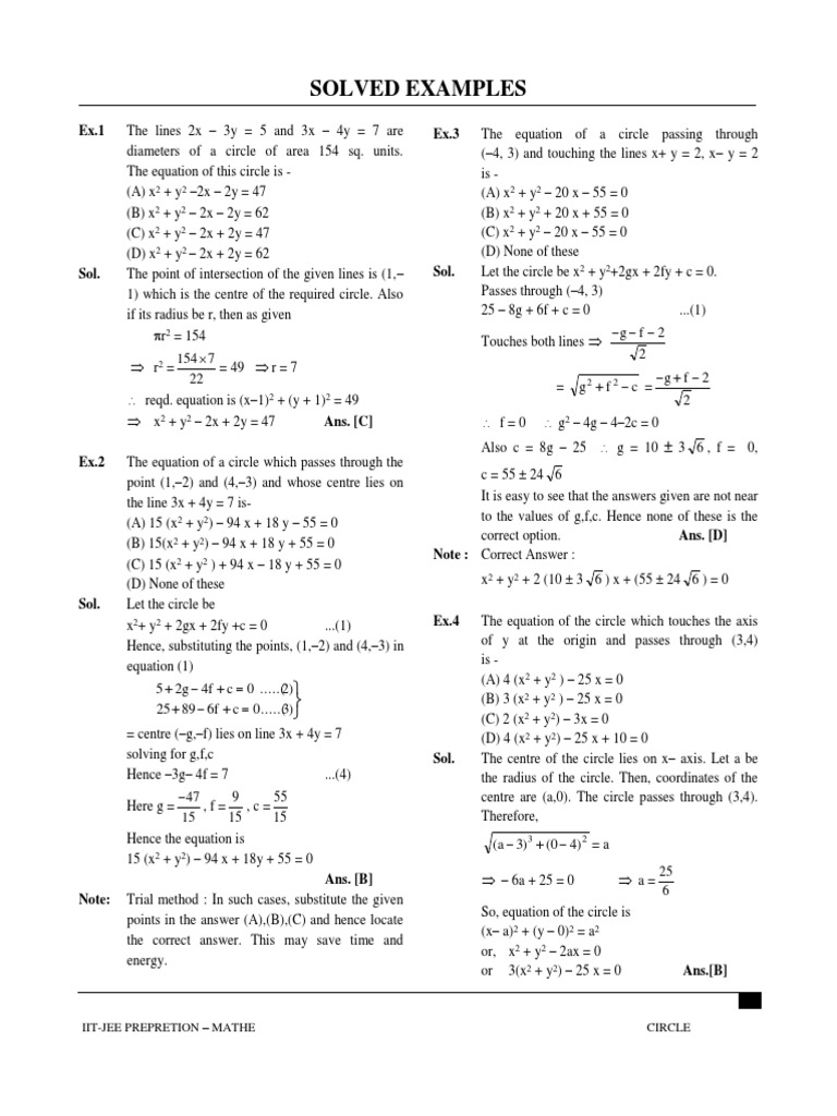 Circle (Solved Example + Exercise) | PDF | Circle | Cartesian ... Circle (Solved Example + Exercise) | PDF | Circle | Cartesian ...