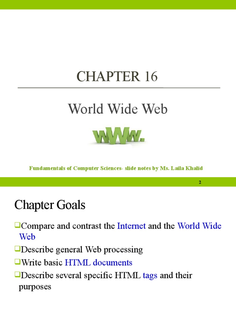 World Wide Web: Fundamentals of Computer Sciences-Slide Notes by Ms ...
