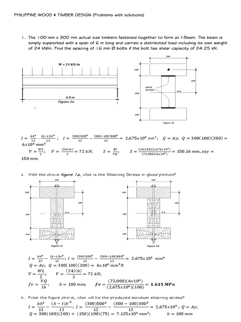 PHILIPPINE WOOD and TIMBER DESIGN (Problems With Solutions) | PDF | Bending | Beam (Structure)