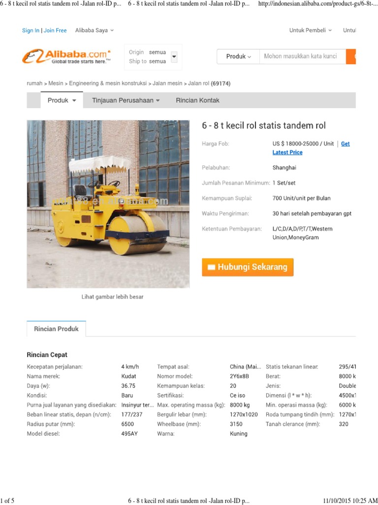 Spesifikasi Tandem Roller Kudat | PDF