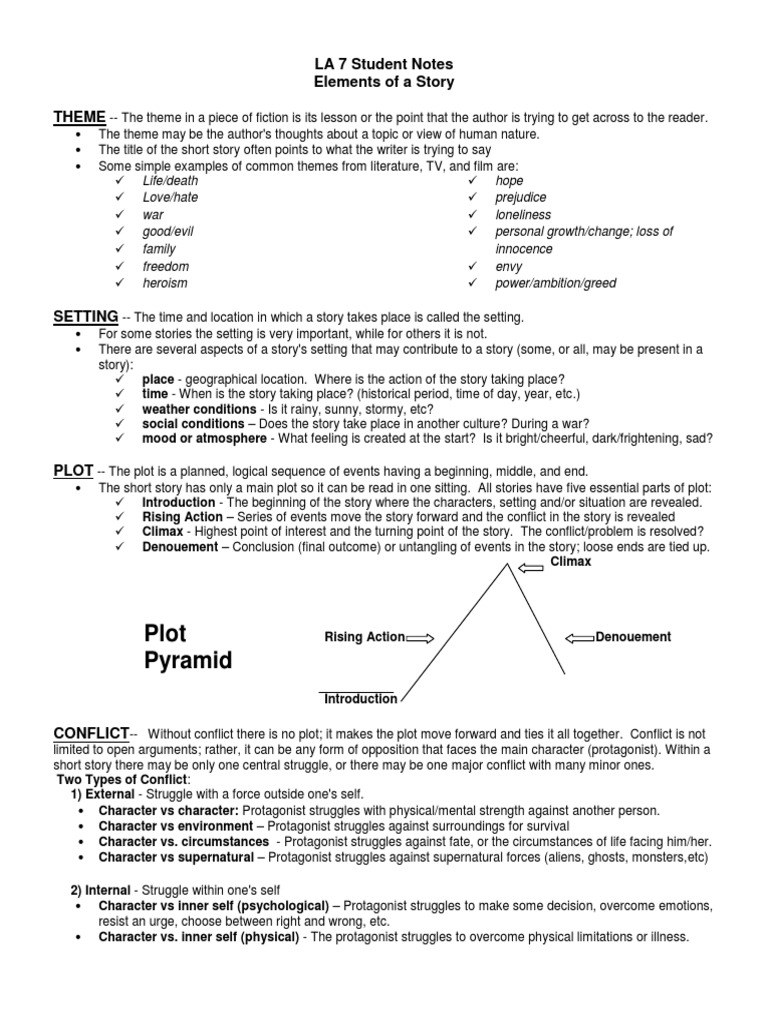 Elements of A Story Student Notes | Download Free PDF | Narration ...