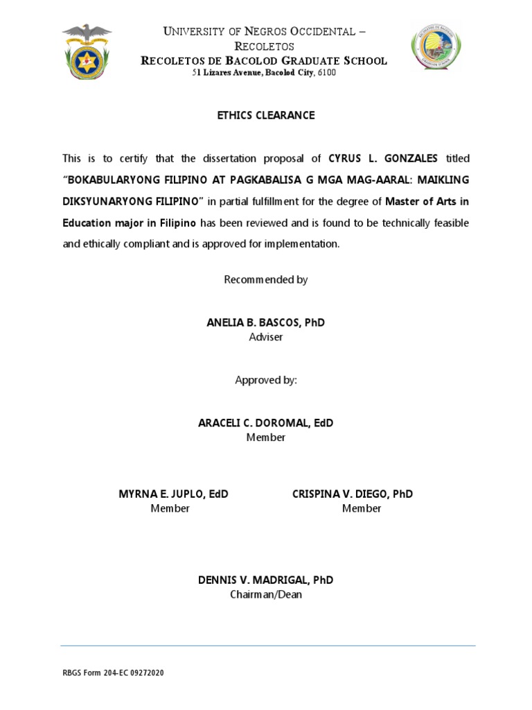 Ethics Clearance | PDF