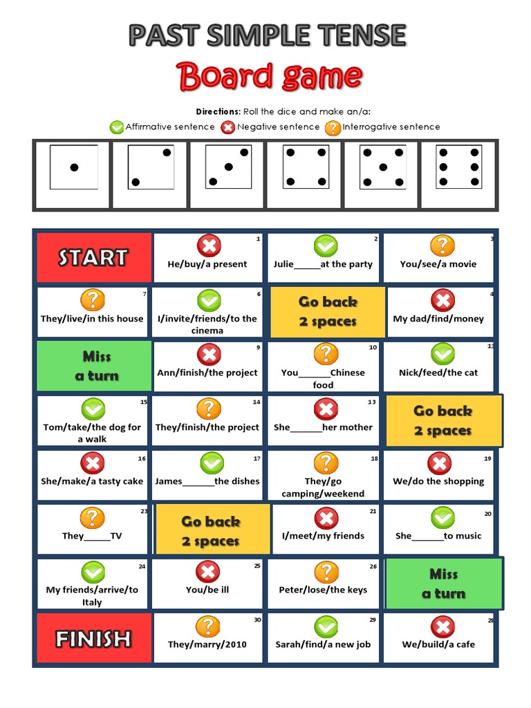 Simple Past Tense Board Game | PDF