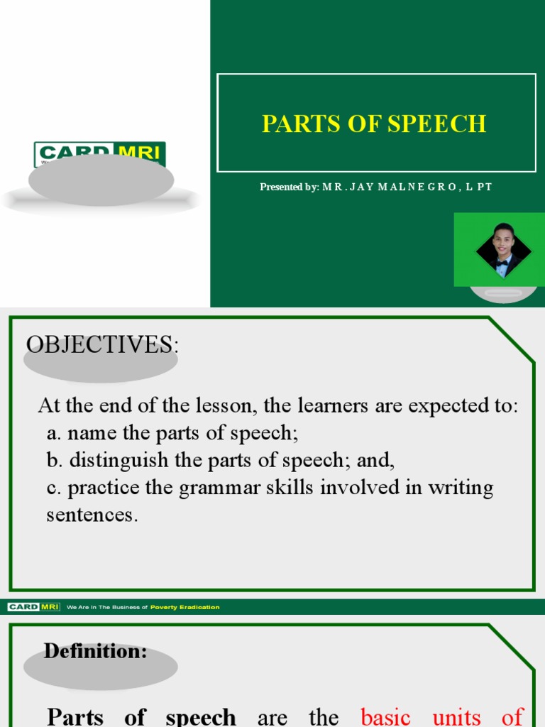 Lesson 1 - Parts of Speech | PDF | Part Of Speech | Noun
