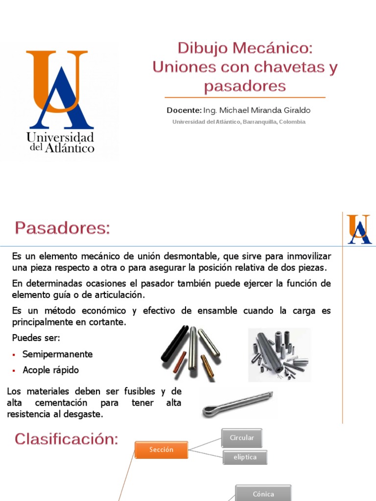 Uniones Chavetas y Pasadores | PDF | Engranaje | Bienes manufacturados