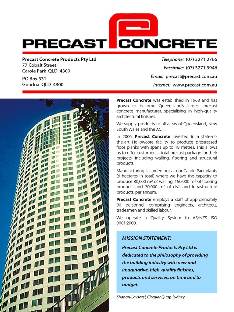 Corporate Profile Precast | PDF | Precast Concrete | Brisbane