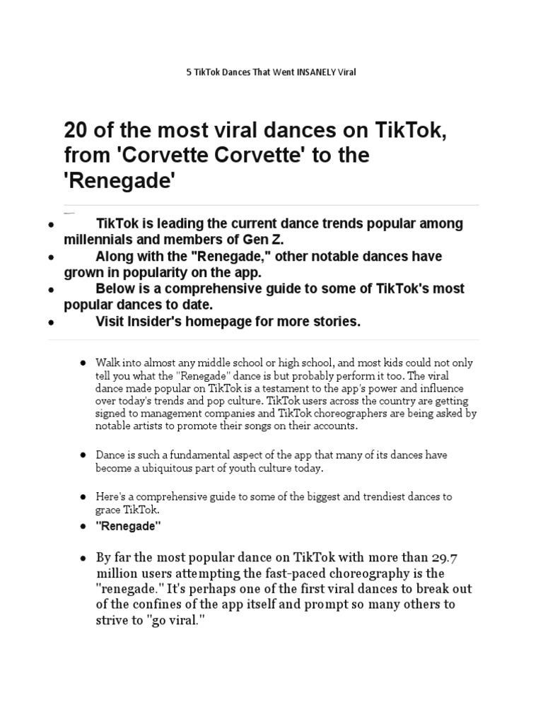 5 TikTok Dances That Went INSANELY Viral | PDF