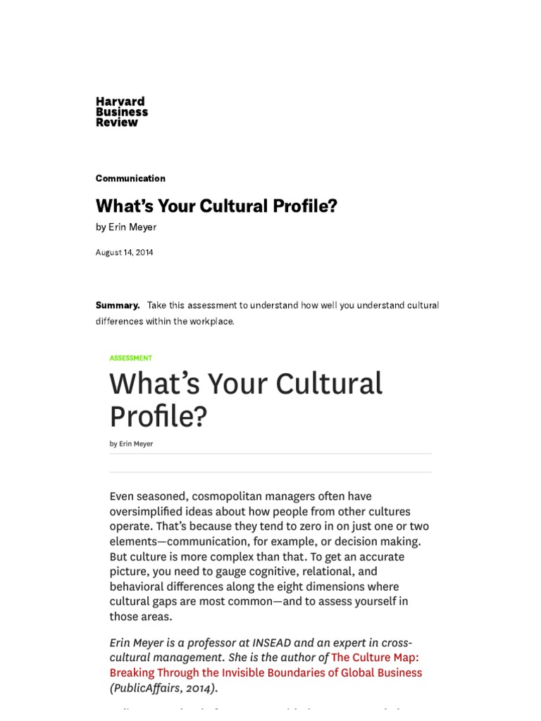 What's Your Cultural Profile | PDF | Neuropsychological Assessment ...