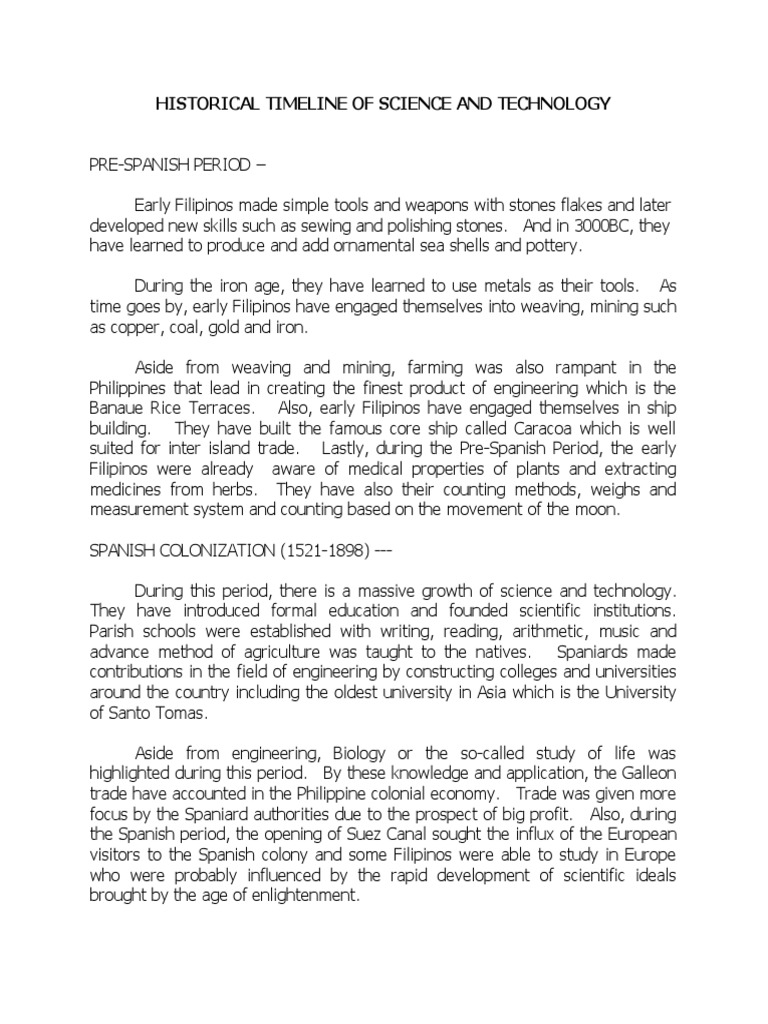 HISTORICAL TIMELINE OF SCIENCE AND TECHNOLOGY (MMG) | PDF | Philippines ...