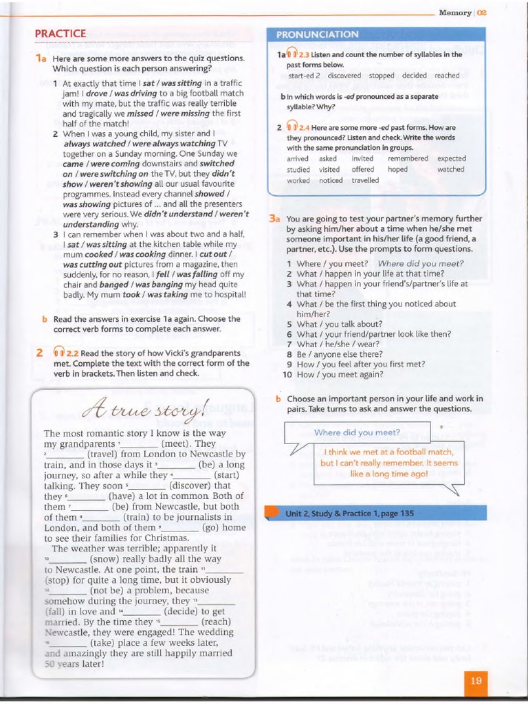 Cutting - Edge - 3ed - Intermediate - SB - Unit 2 Past Simple Past Continuous | PDF