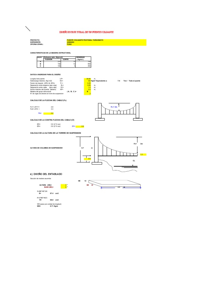 Diseño de Puente Colgante Peatonal | PDF | Ingeniería de Edificación | Física Aplicada e ...