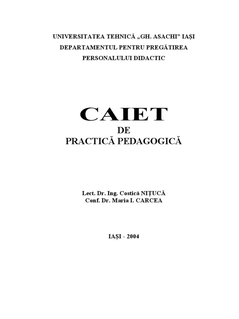 Caiet Practica Pedagogica | PDF