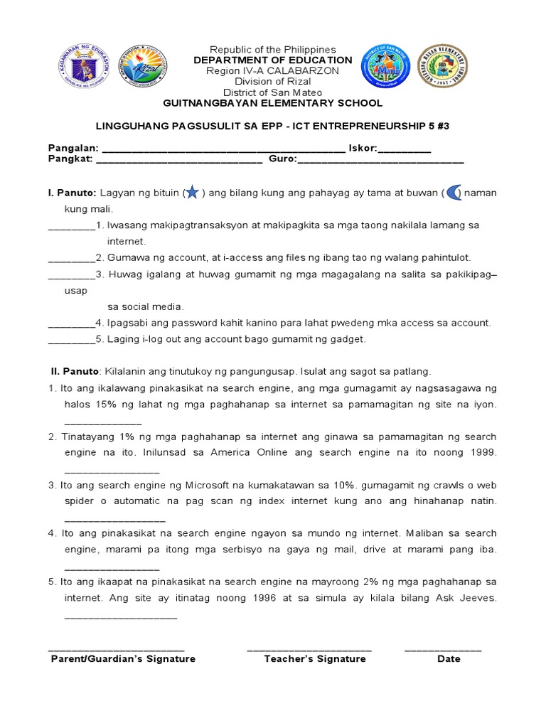Weekly Test Epp-Ict Week 3 | PDF