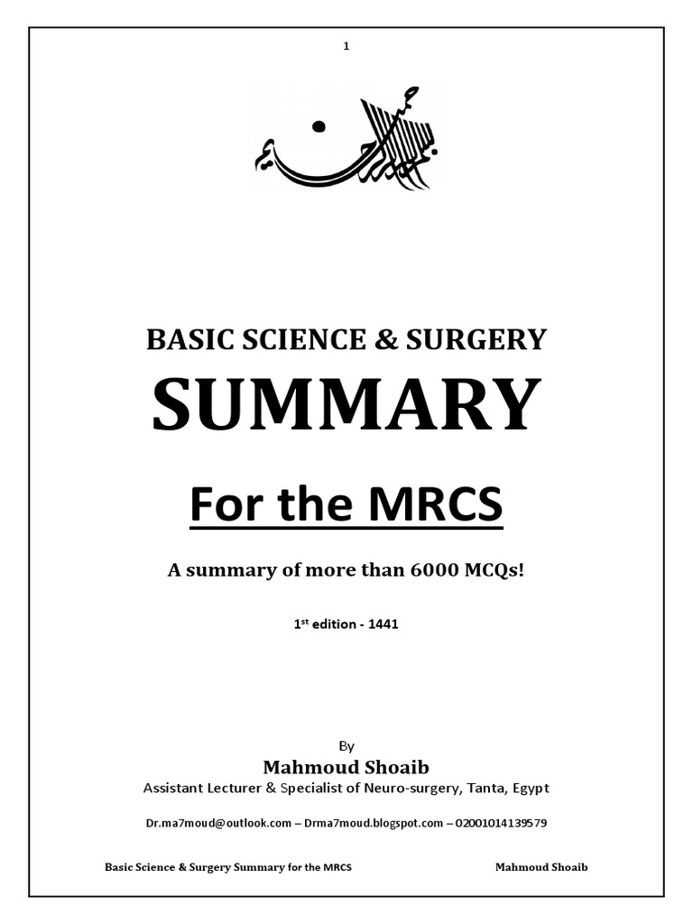 Basic Science & Surgery Summary For The MRCS | PDF | Human Leg ...