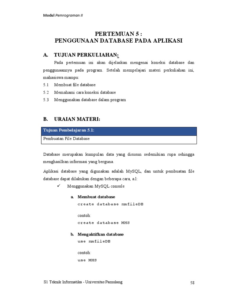 Penggunaan Database untuk Programmer | PDF | Metode & Bahan Ajar | Teknologi & Rekayasa