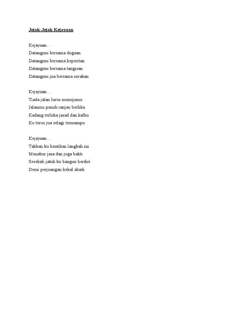 Sajak Jejak-Jejak Kejayaan Adi SKBTM | PDF