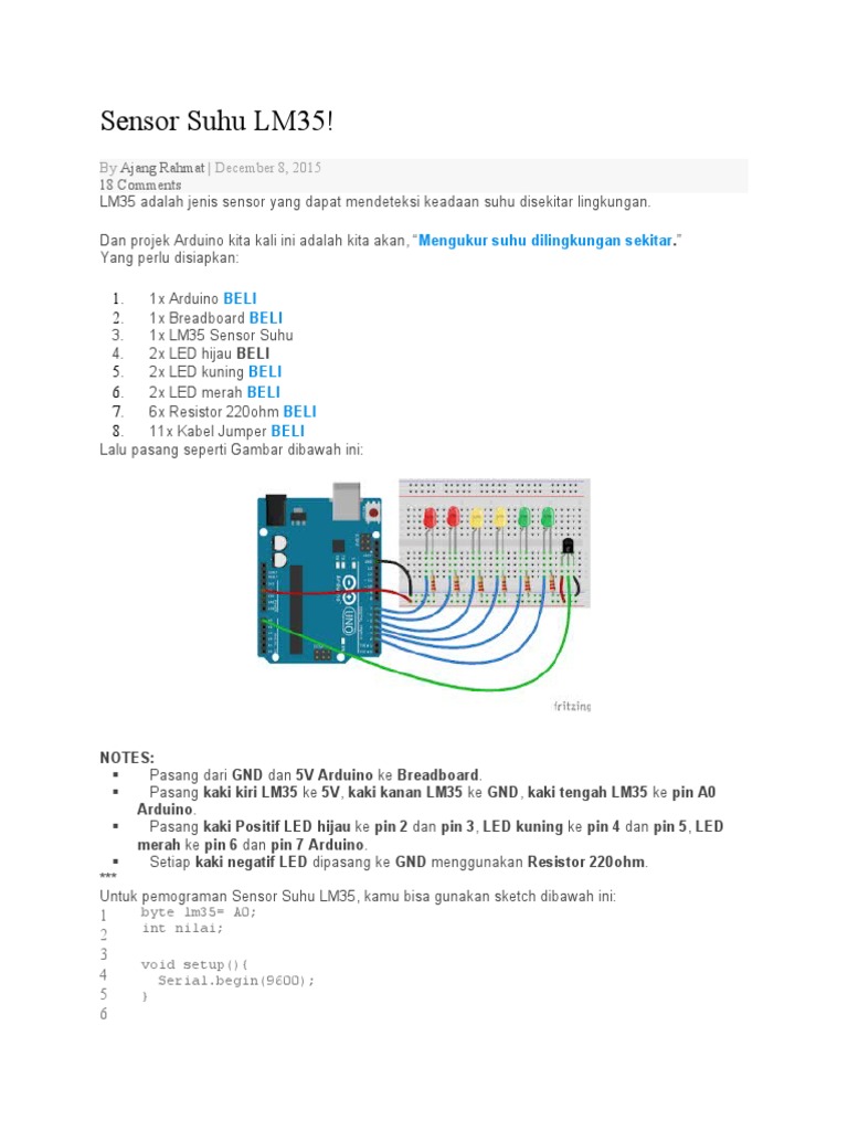Panduan Sensor Suhu LM35 dengan Arduino | PDF | Komputer