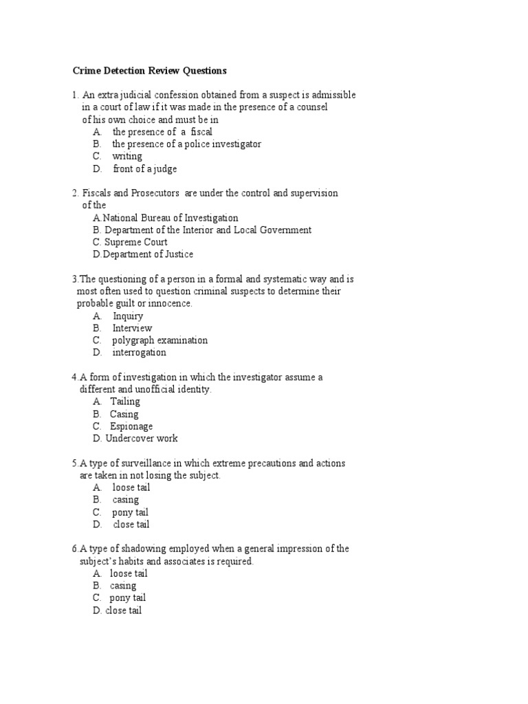 Crime Detection Review Questions | PDF | Fires | Combustion