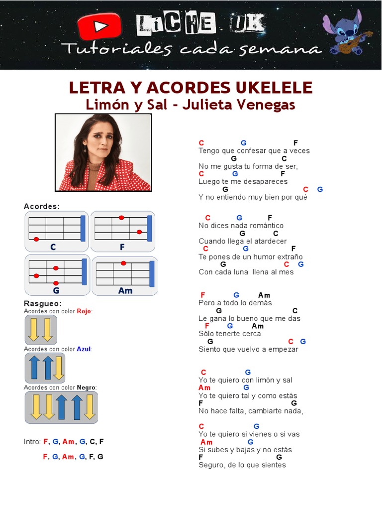 Julieta Venegas - Limón y Sal. Letra y Acordes para UKELELE | PDF