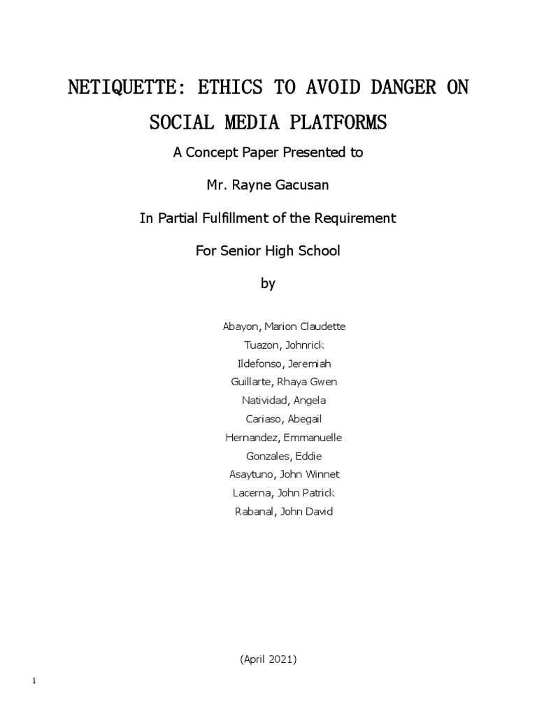 Netiquette: Ethics To Avoid Danger On Social Media Platforms | PDF ...