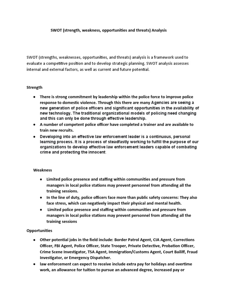 SWOT | Download Free PDF | Police | Swot Analysis