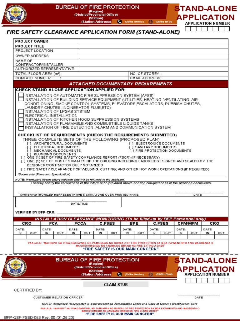 FSED 53F Application Form (Standalone) Rev00 | PDF | Firefighting | Fires