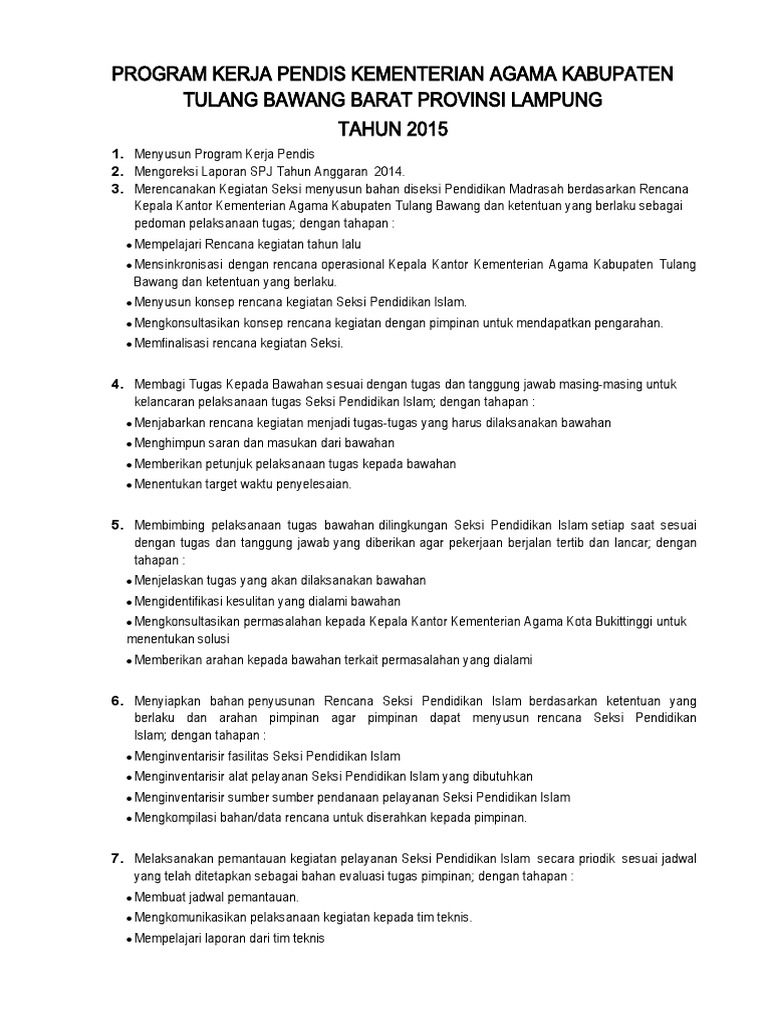 Program Kerja Seksi Pendidikan 2015 | PDF | Karier & Perkembangan