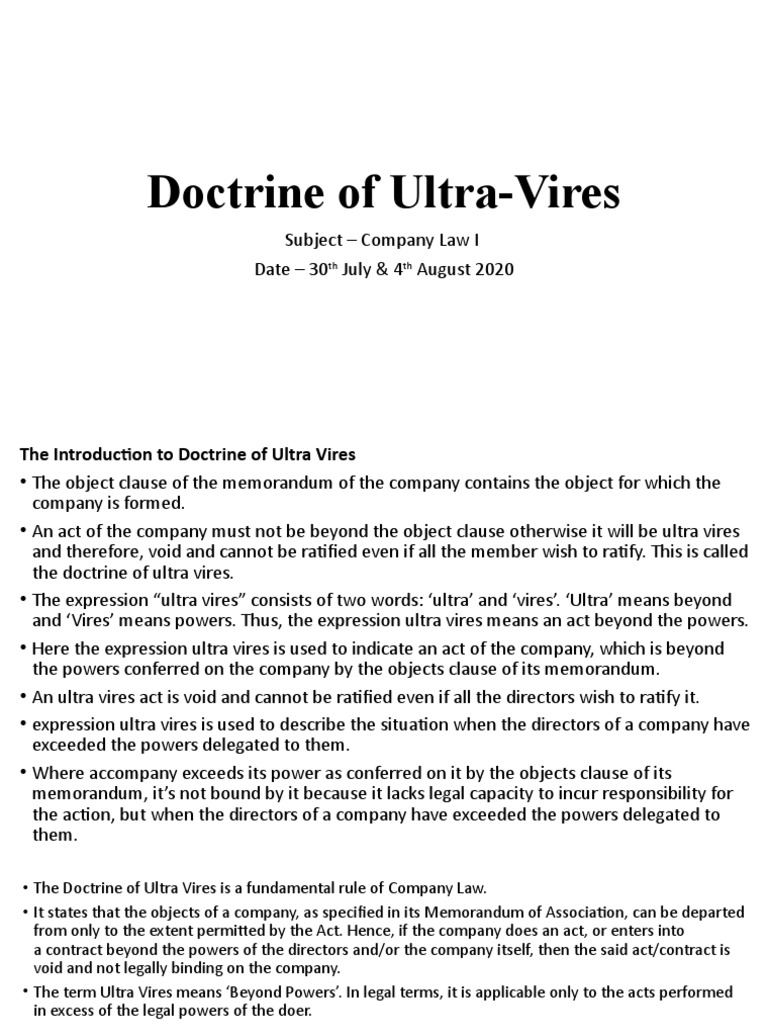 Doctrine of Ultra Vires | PDF | Loans | Justice