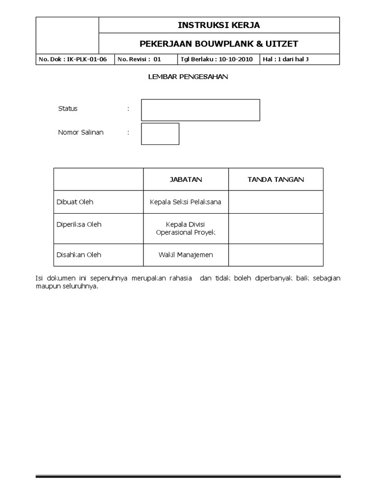 Instruksi Kerja Bouwplank & Uitzet | PDF | Sains & Matematika