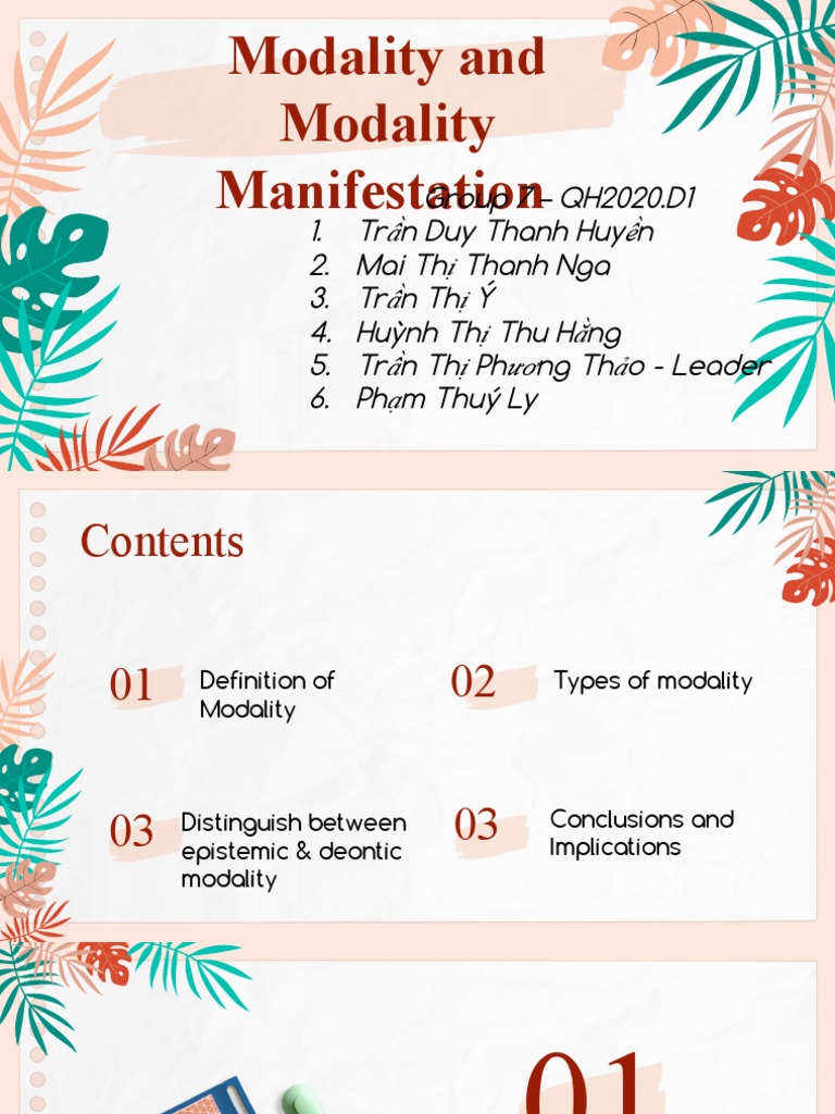 Modality and Modality Manifestation | PDF | English Language | Cognition