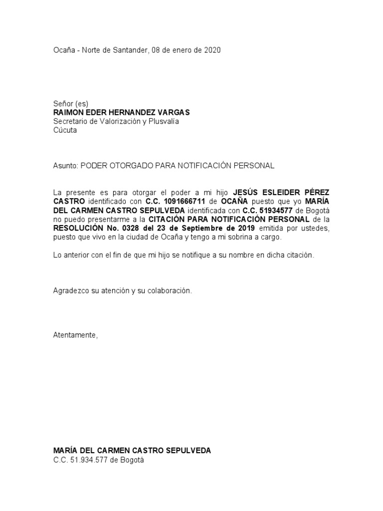 Poder para Notificación en Cúcuta | PDF | Derecho