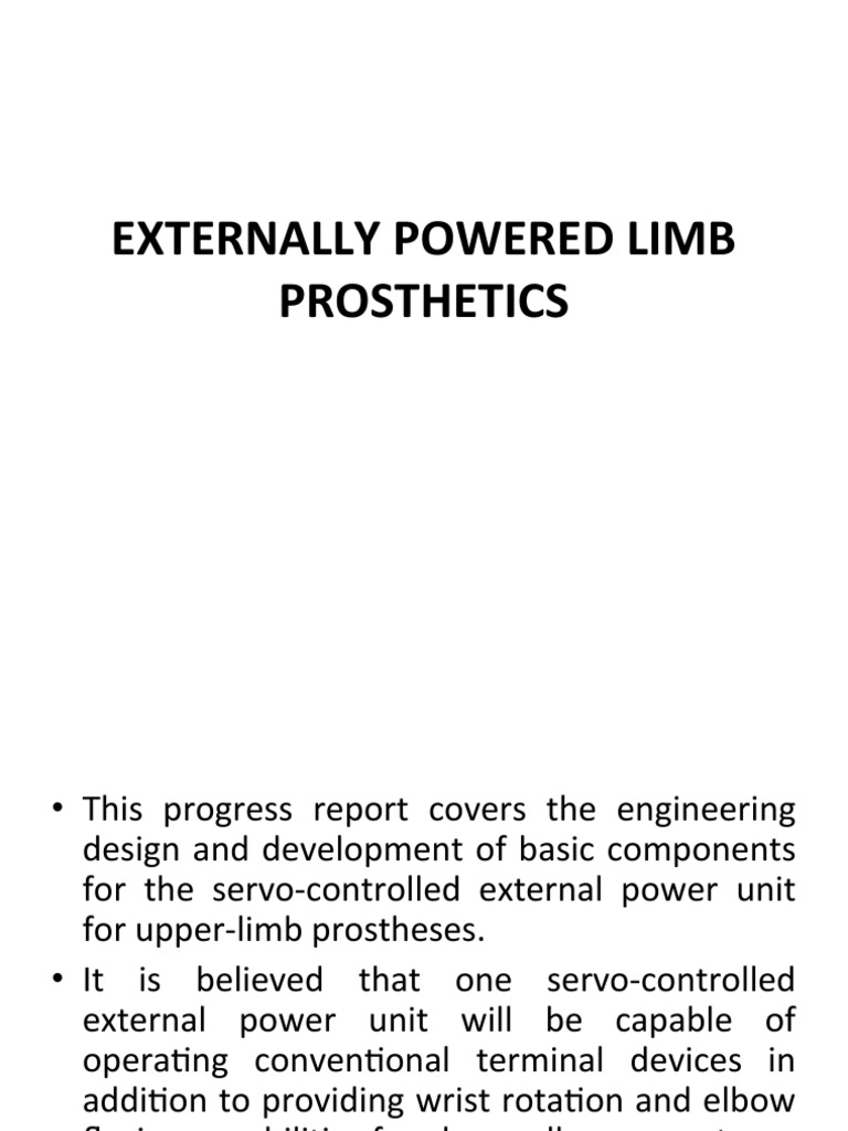 Externally Powered Prosthetic Devices | PDF | Prosthesis | Electric Motor