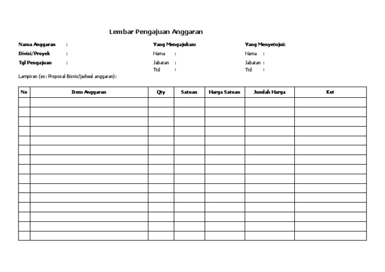 Format Pengajuan Anggaran | PDF