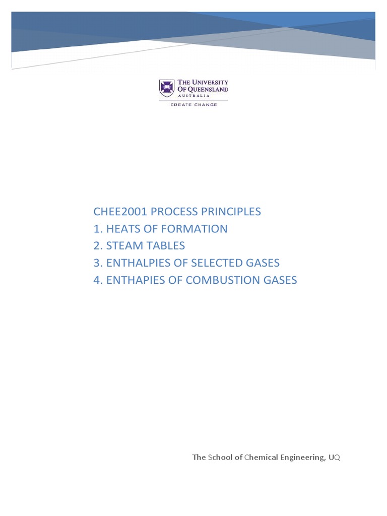 2020 CHEE2001 Thermodynamic Tables | PDF | Ethanol | Industrial Gases