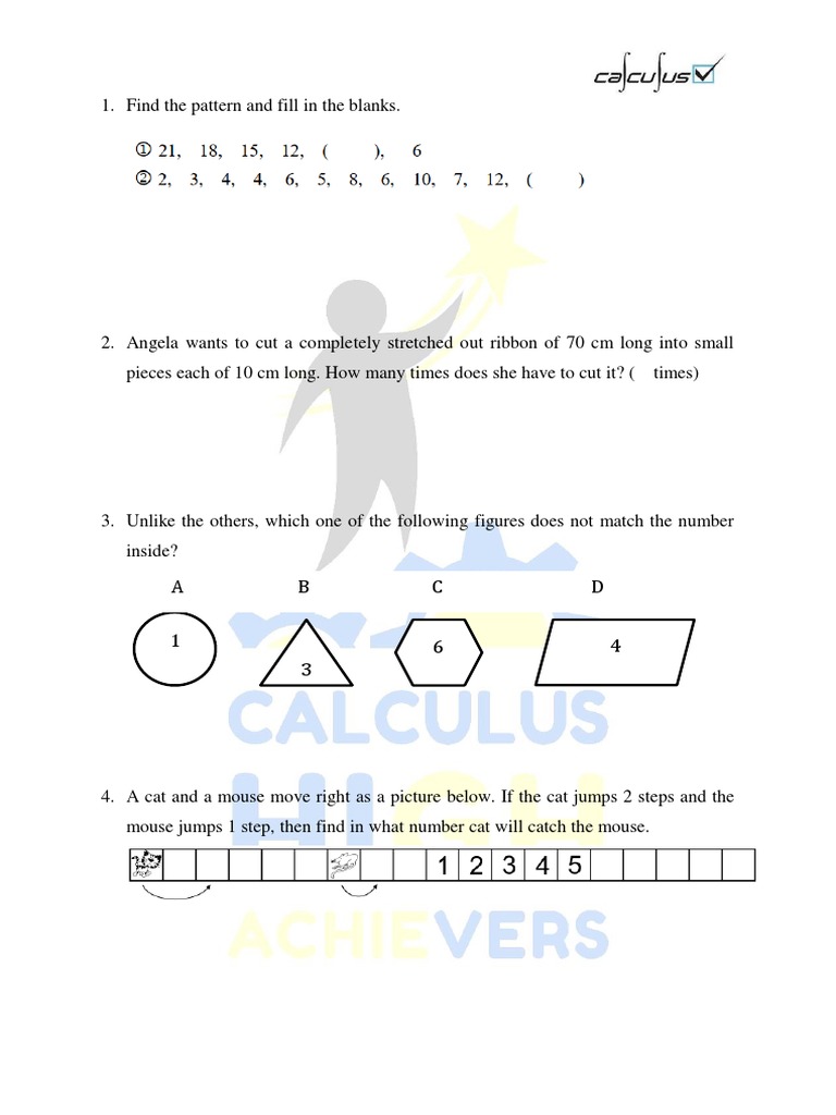 Find the pattern and fill in the blanks math word problems | PDF