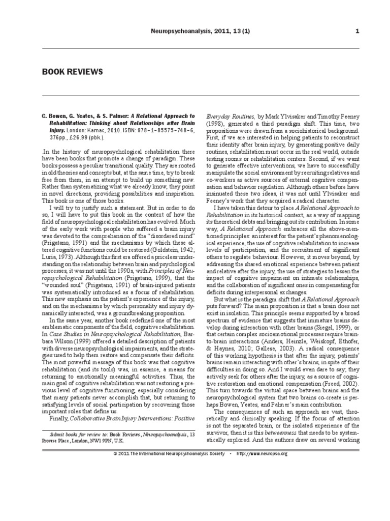 Book Commentary: A Relational Approach To Rehabilitation: Thinking ...