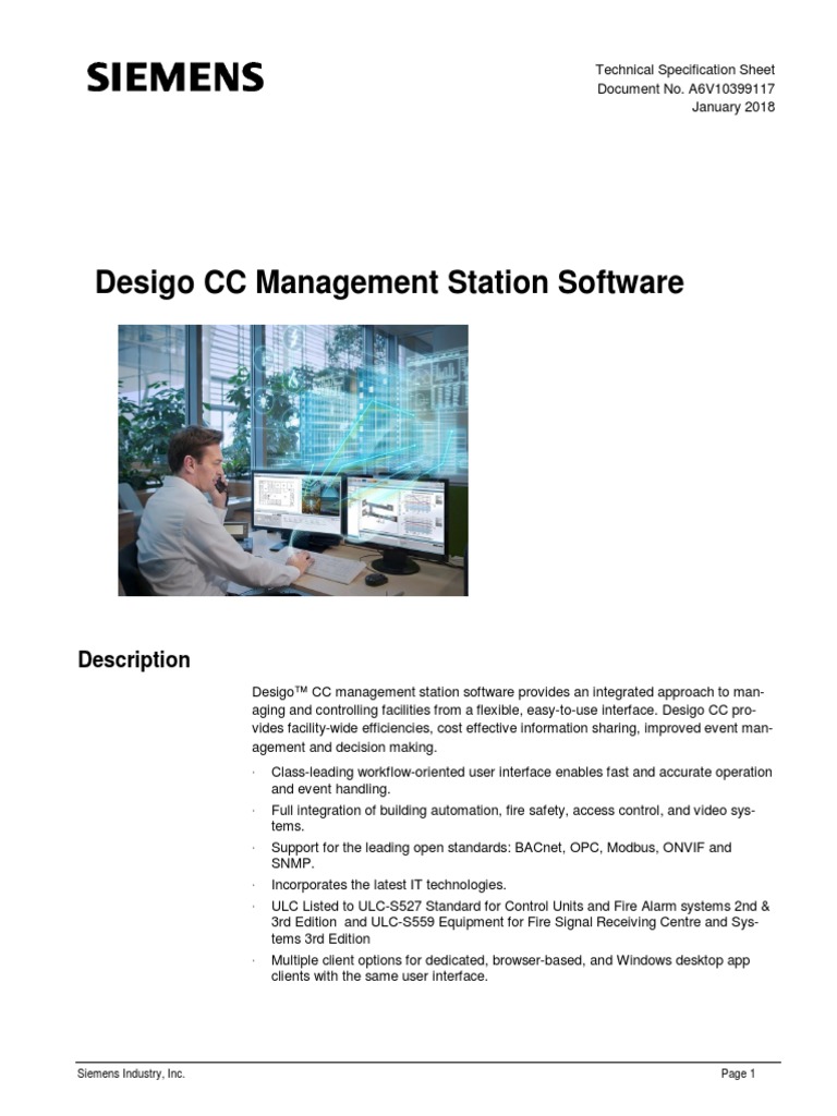 Desigo CC Software Technical Data | PDF | Server (Computing) | Web ...