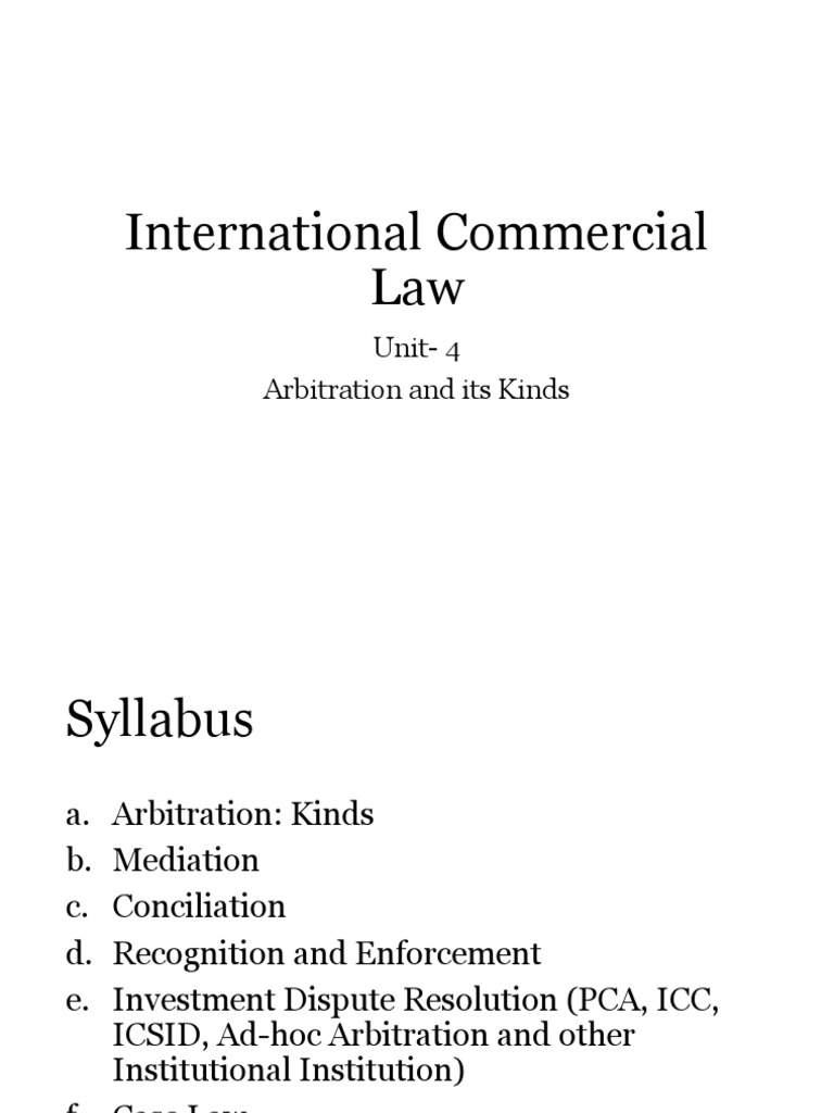 International Commercial Arbitration Overview | PDF | Arbitration ...