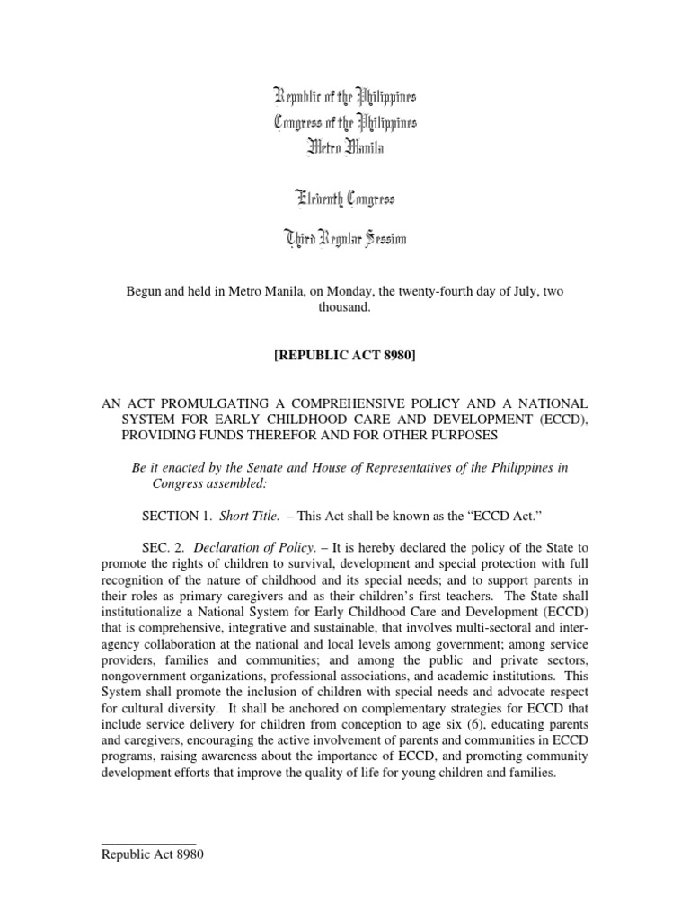 Republic of The Philippines Congress of The Philippines Metro Manila Eleventh Congress Third ...